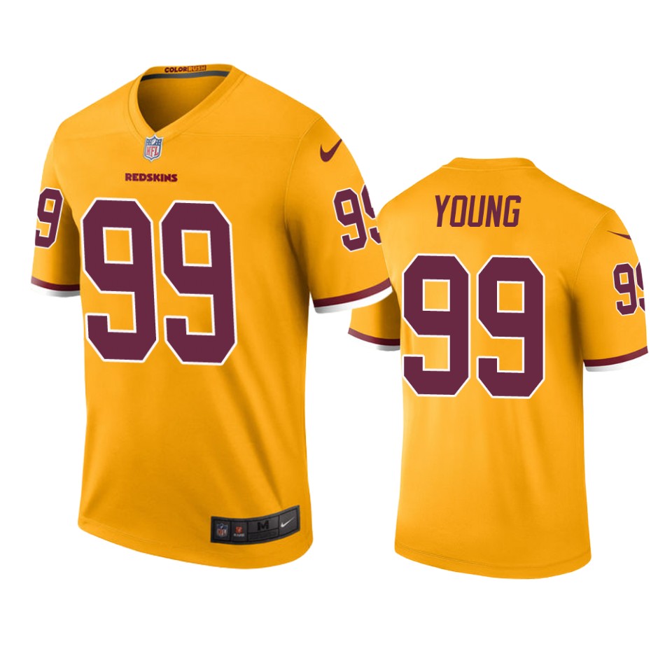 Washington Redskins Chase Young Gold Color Rush Legend Jersey - ORMGIANT